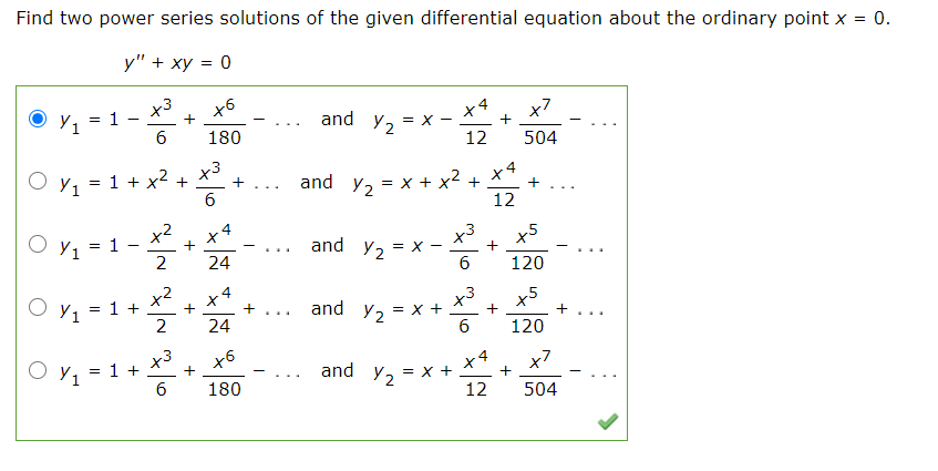 Solved Find two power series solutions of the given | Chegg.com