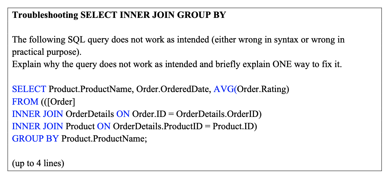 Solved Troubleshooting SELECT GROUP BY HAVING The following | Chegg.com