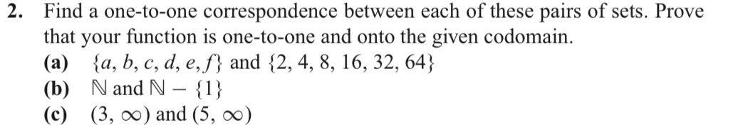 Solved 2. Find a one-to-one correspondence between each of | Chegg.com