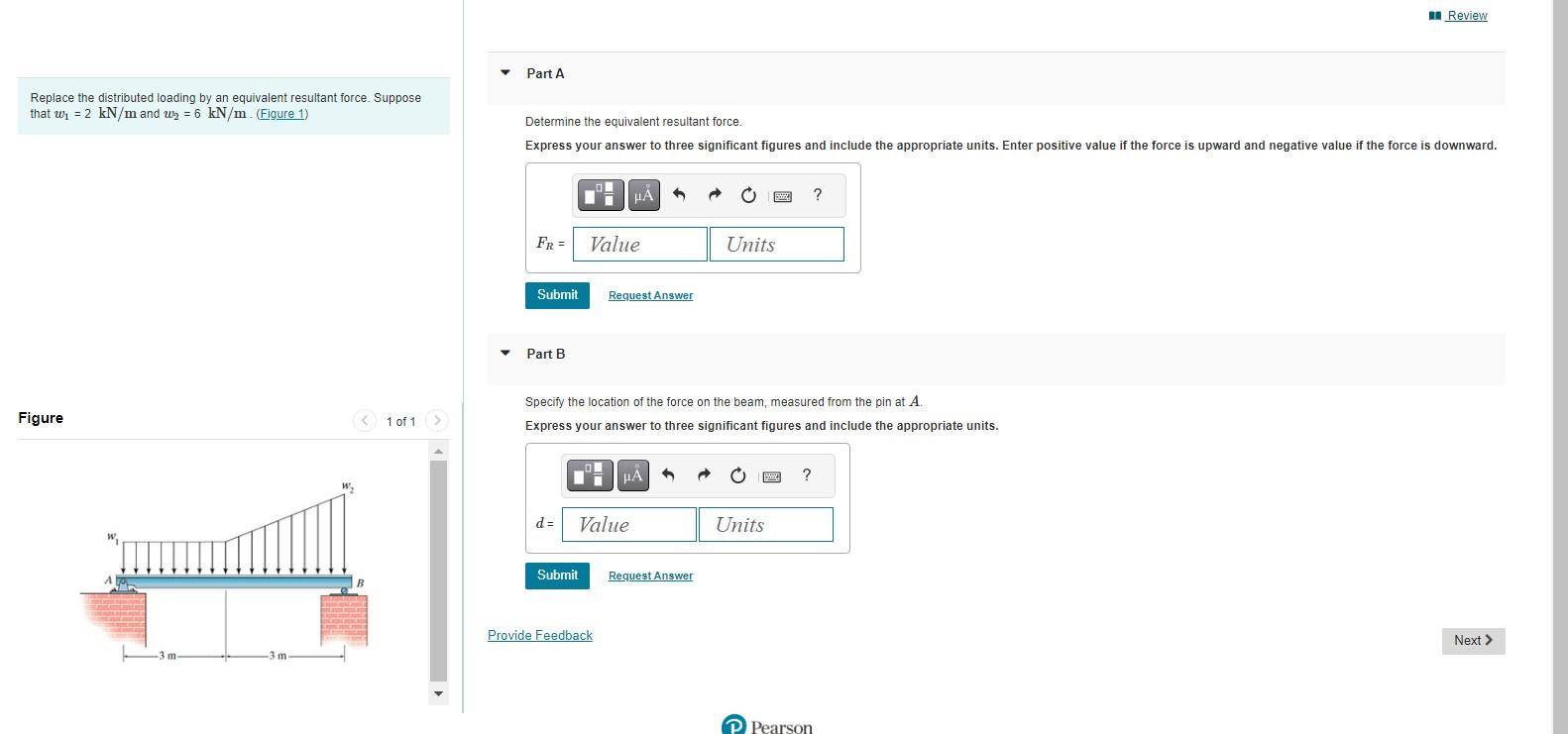 Solved Replace the distributed loading by an equivalent | Chegg.com