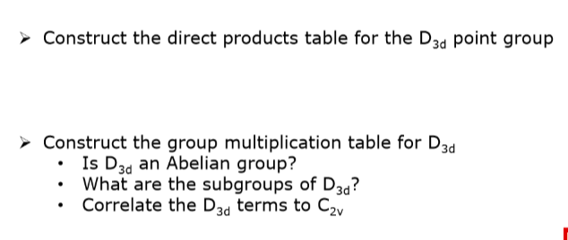 Solved Construct the direct products table for the D3d point | Chegg.com