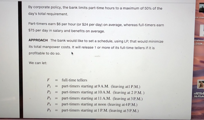 Solved Example B4* Scheduling Bank Tellers Co Mexico City | Chegg.com