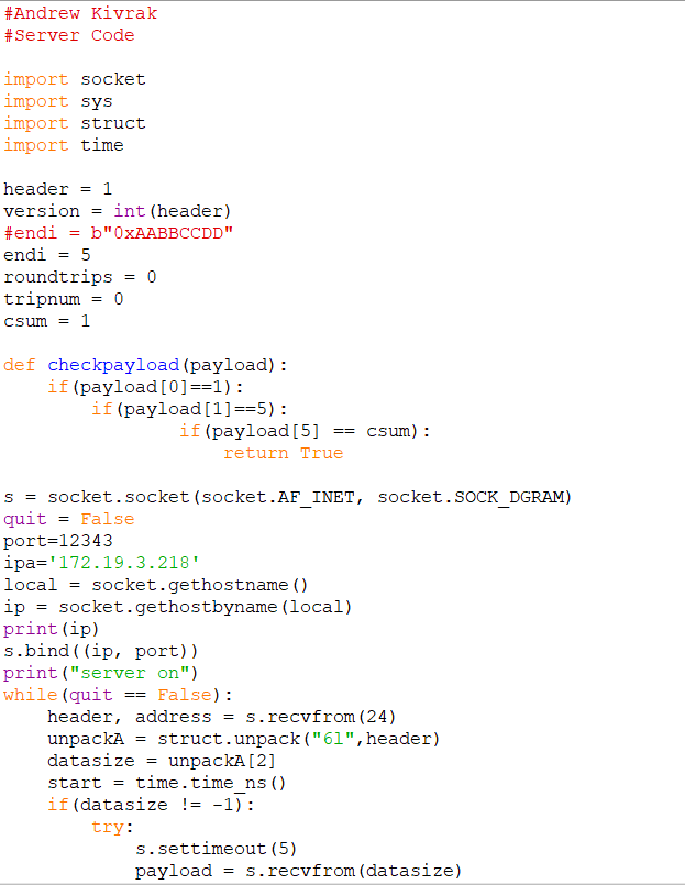 Solved #Andrew Kivrak #client Code import socket import sys | Chegg.com