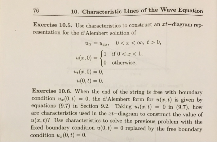 Solved 76 10. Characteristic Lines of the Wave Equation | Chegg.com