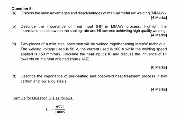 Solved Question 5: (a) Discuss the main advantages and | Chegg.com