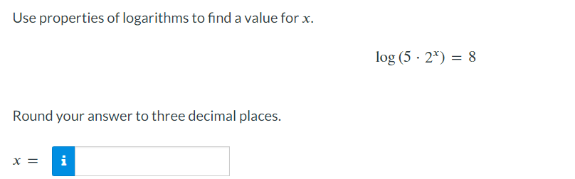 Solved Use properties of logarithms to find a value for x. | Chegg.com