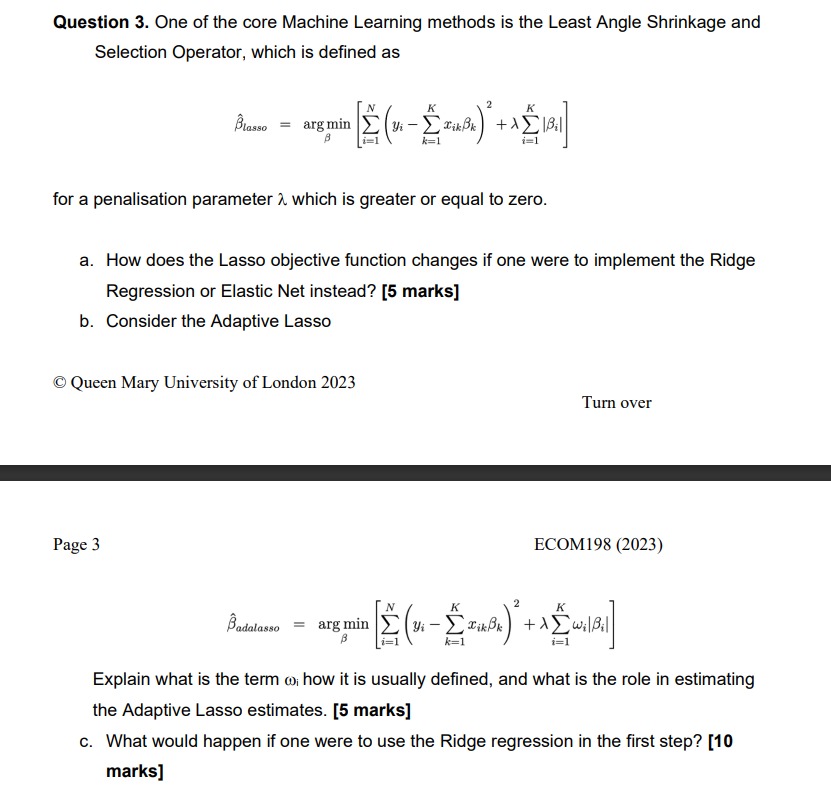 Solved Question 3. ﻿One of the core Machine Learning methods | Chegg.com