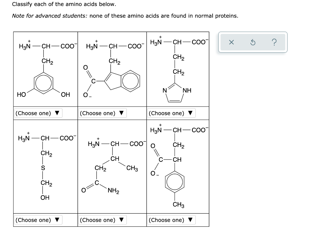 Solved Classify each of the amino acids below. Note for | Chegg.com