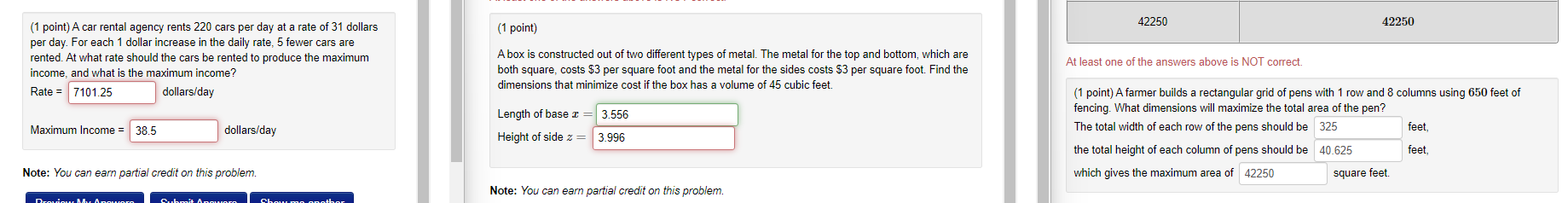 Solved (1 point) A car rental agency rents 220 cars per day | Chegg.com