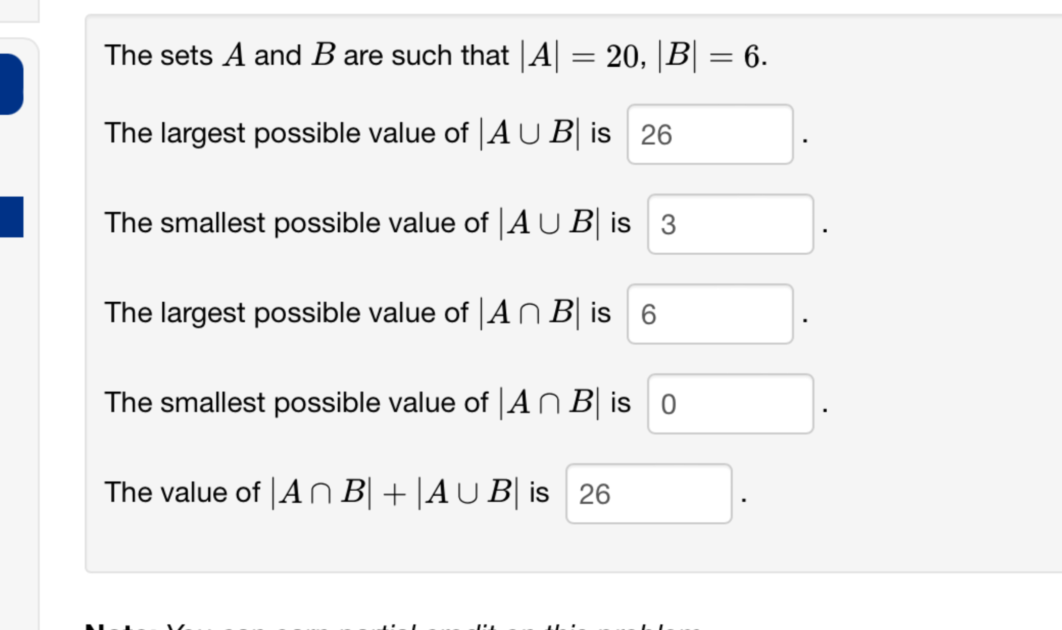 Solved The sets A and B ﻿are such that |A|=20,|B|=6.The | Chegg.com