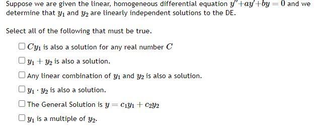 Solved Suppose we are given the linear, homogeneous | Chegg.com