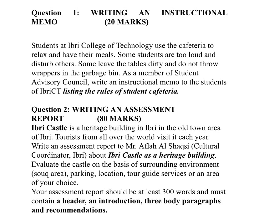 Solved Question MEMO 1: WRITING AN (20 MARKS) INSTRUCTIONAL | Chegg.com