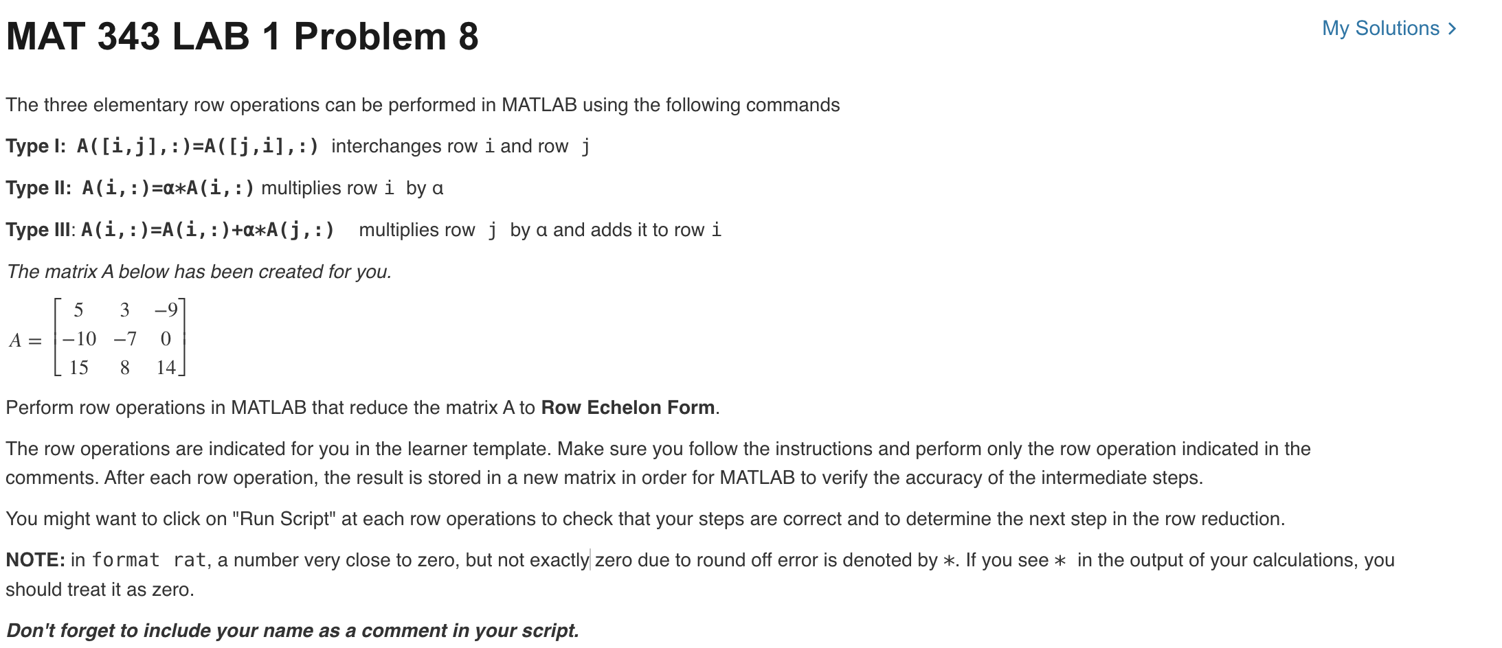 MAT 343 LAB 1 Problem 8 My Solutions > The three | Chegg.com