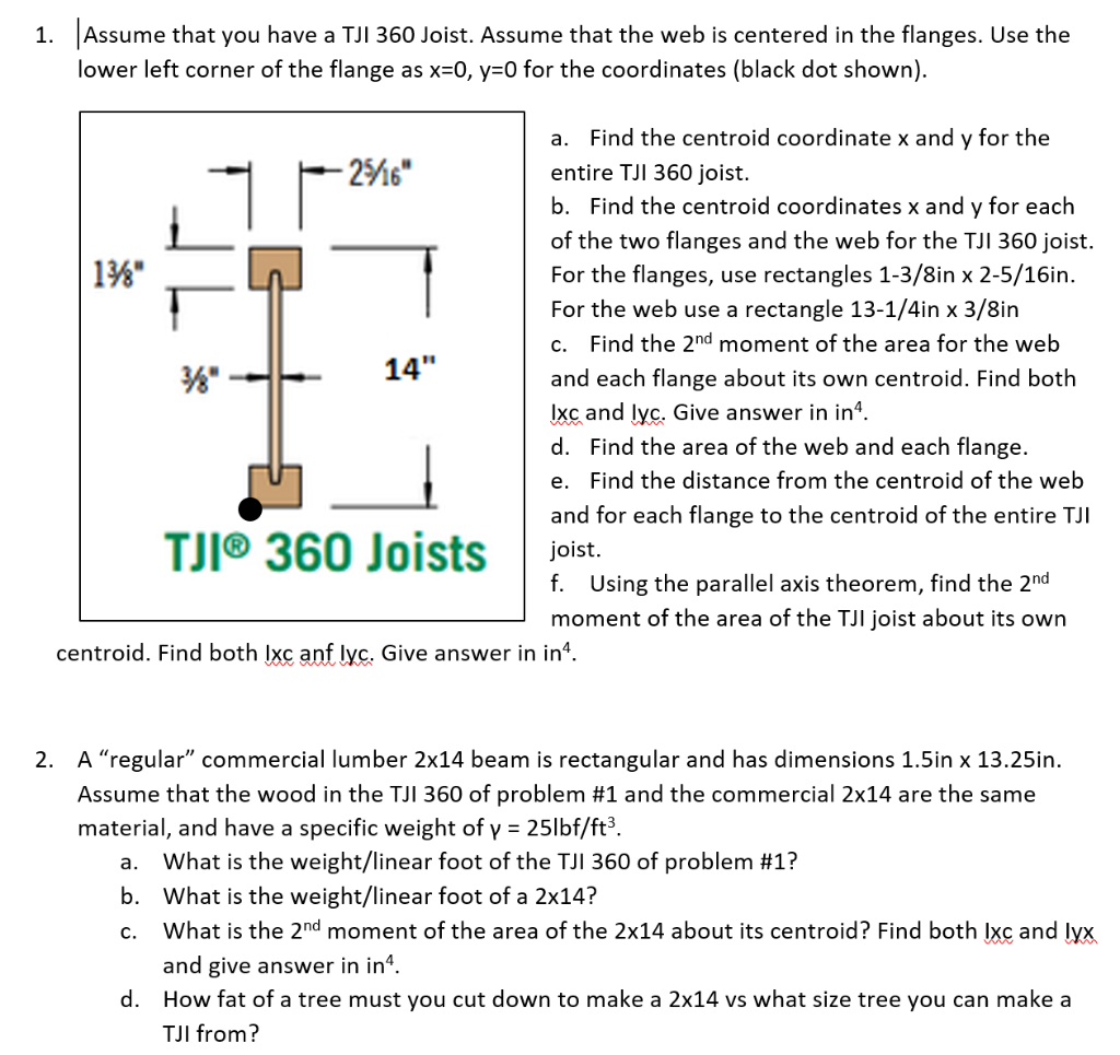 Solved 1. Assume that you have a TJI 360 Joist. Assume that | Chegg.com