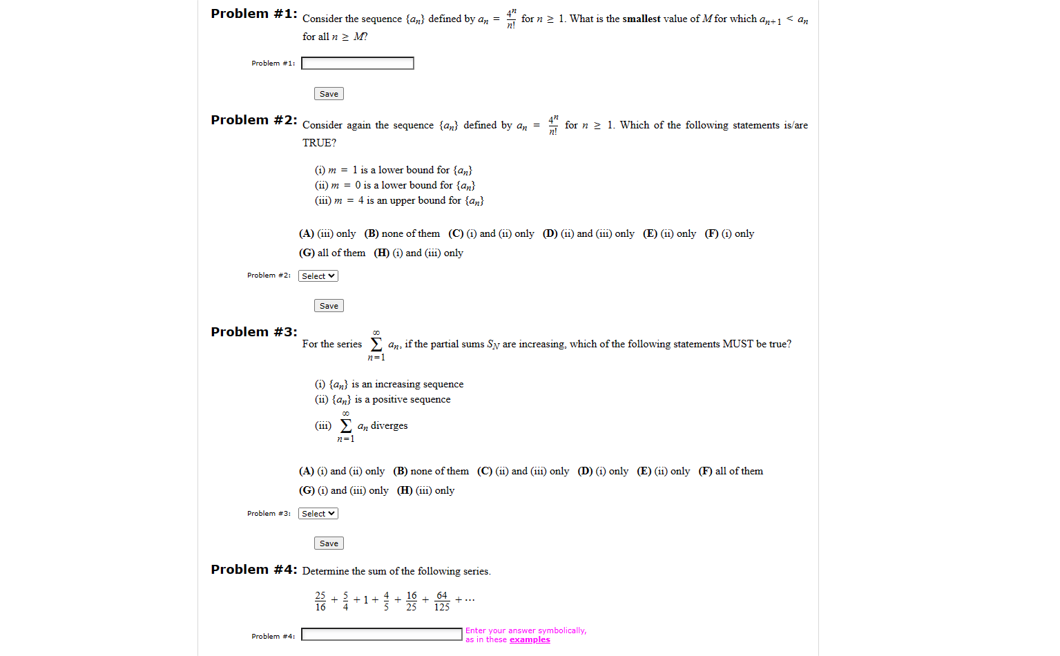 Solved roblem \#1: Consider the sequence {an} defined by | Chegg.com