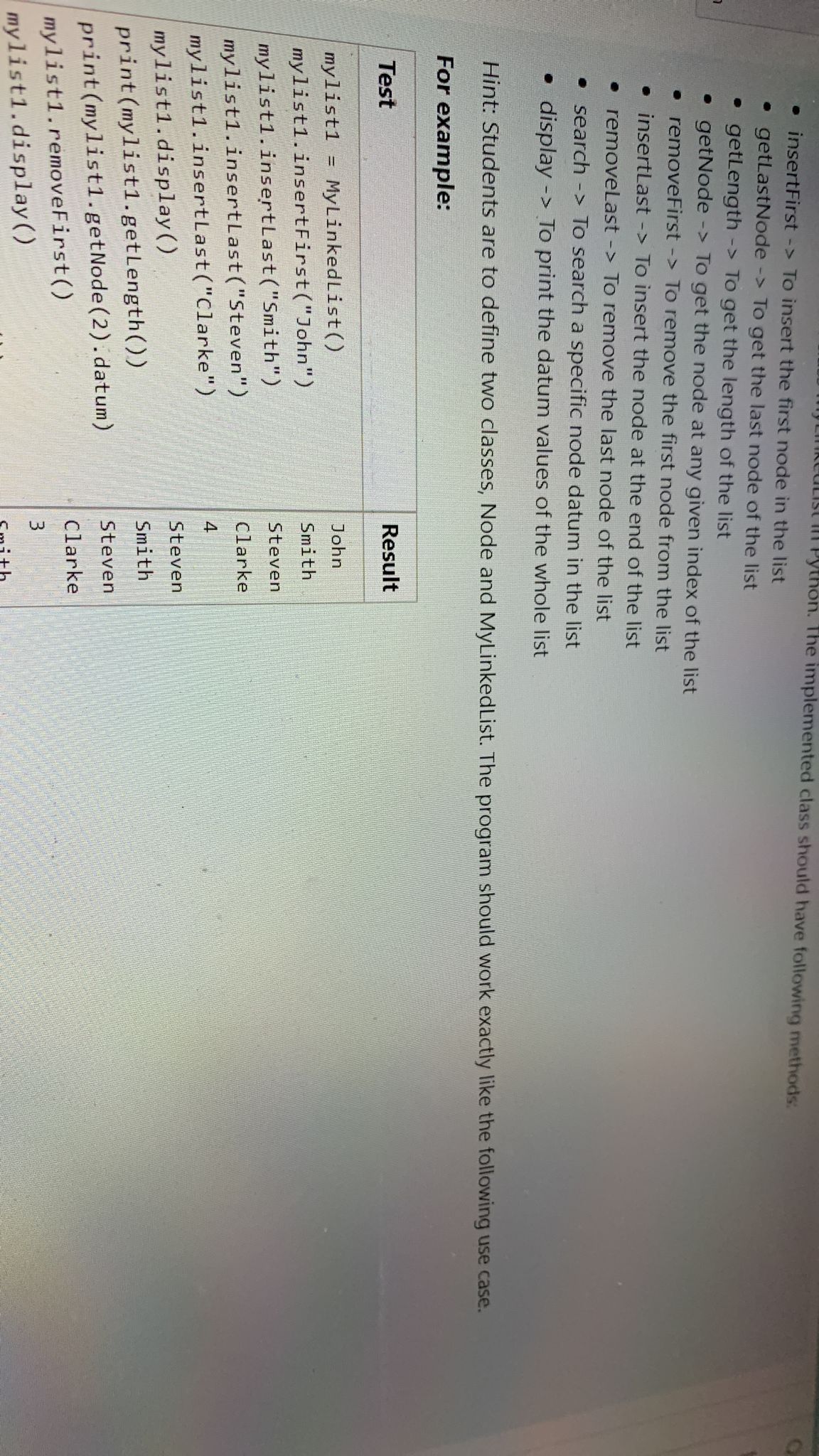 Solved - insertFirst → To insert the first node in the list | Chegg.com