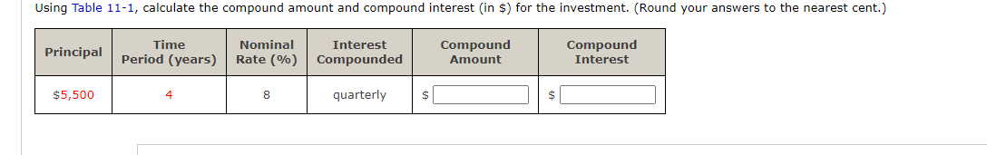 Solved Using Table 11-1, calculate the compound amount and | Chegg.com
