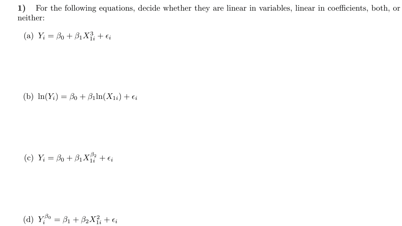 Solved 1) For the following equations, decide whether they | Chegg.com