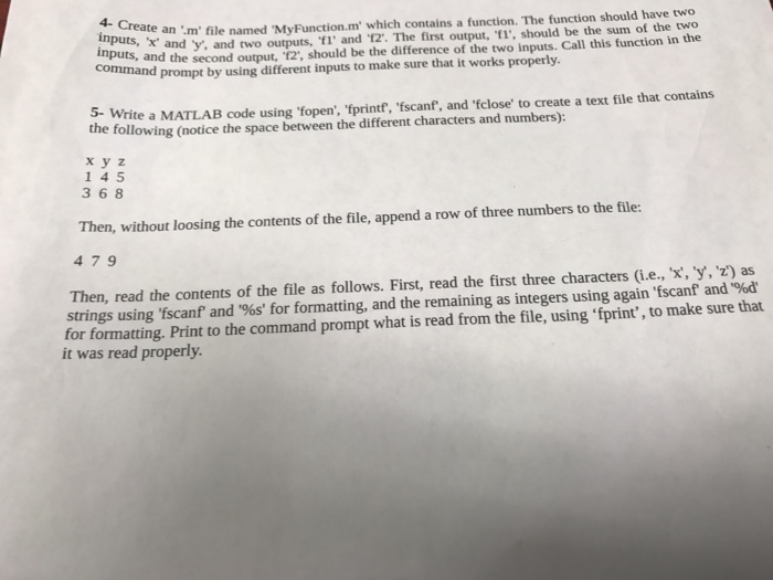 Solved Create an '.m' file named 'MyFunction.m' which | Chegg.com