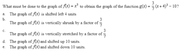Solved What must be done to the graph of Fx) = x’ to obtain | Chegg.com