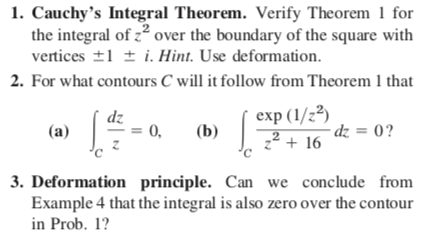 Solved 1. Cauchy's Integral Theorem. Verify Theorem 1 for | Chegg.com