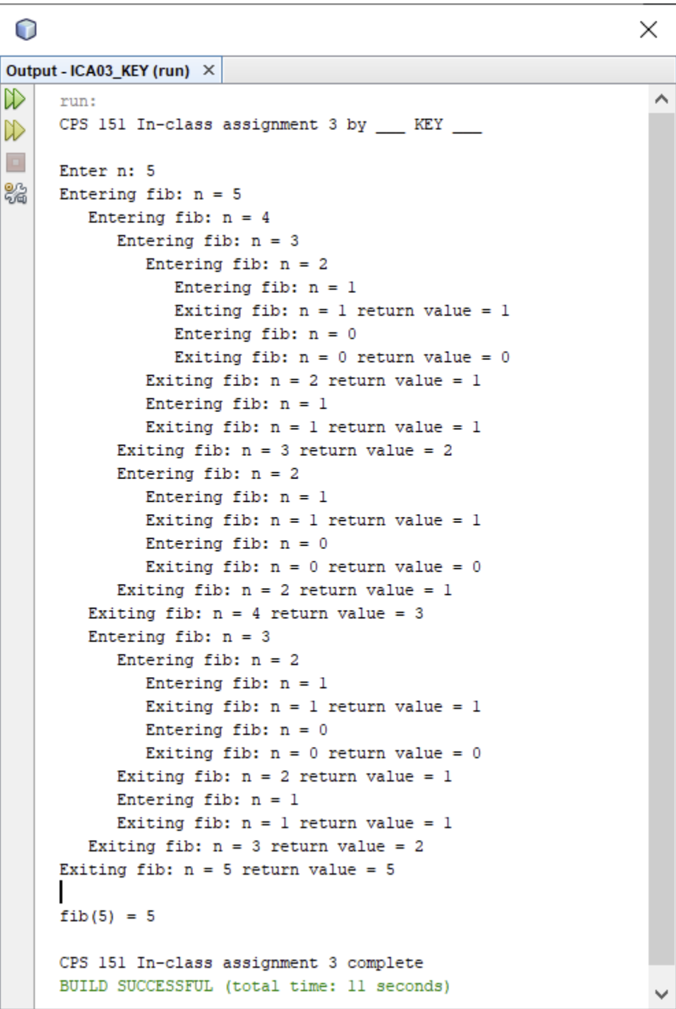 Solved In class we looked at having a recursive method trace | Chegg.com