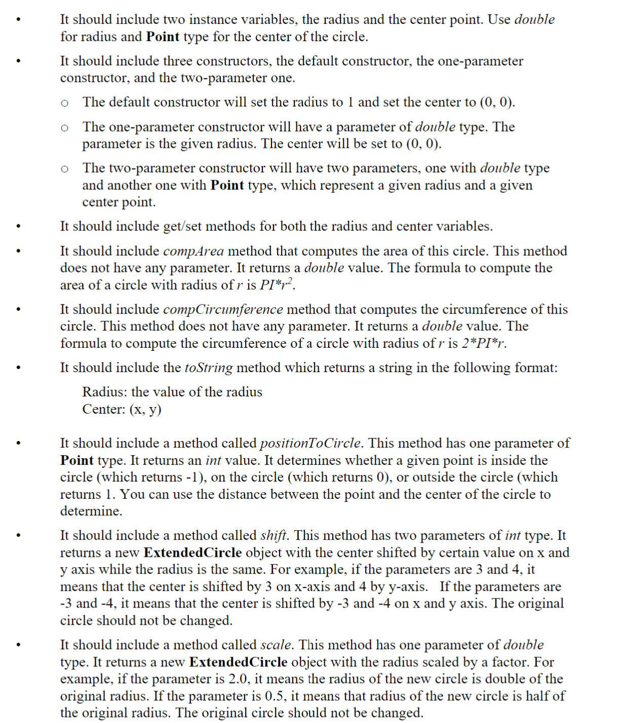 Solved (1) The Point class The Point class represents a | Chegg.com