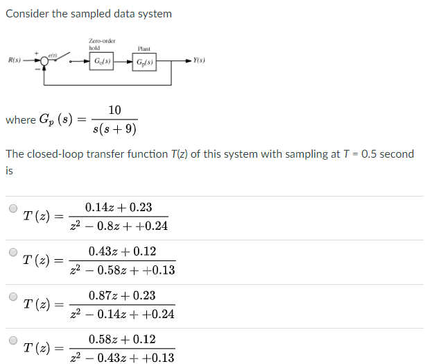Solved Consider the sampled data system Zero-order hold | Chegg.com