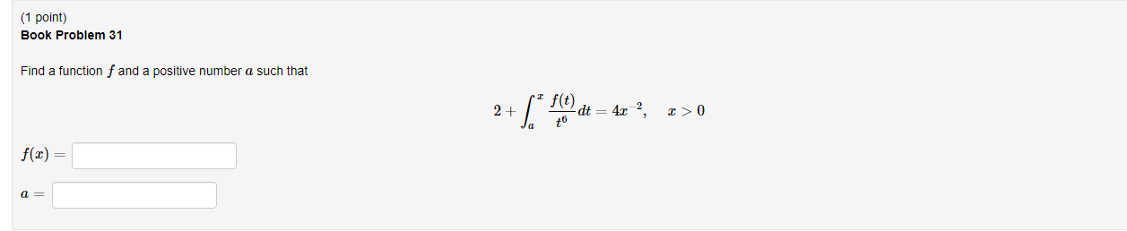 Solved (1 point) Book Problem 31 Find a function f and a | Chegg.com