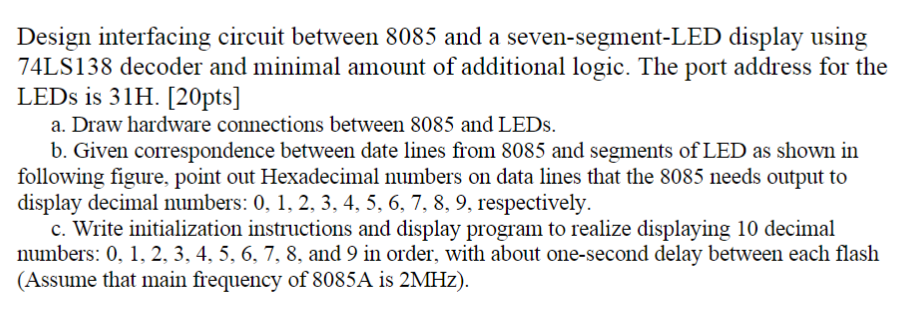 Design interfacing circuit between 8085 and a | Chegg.com