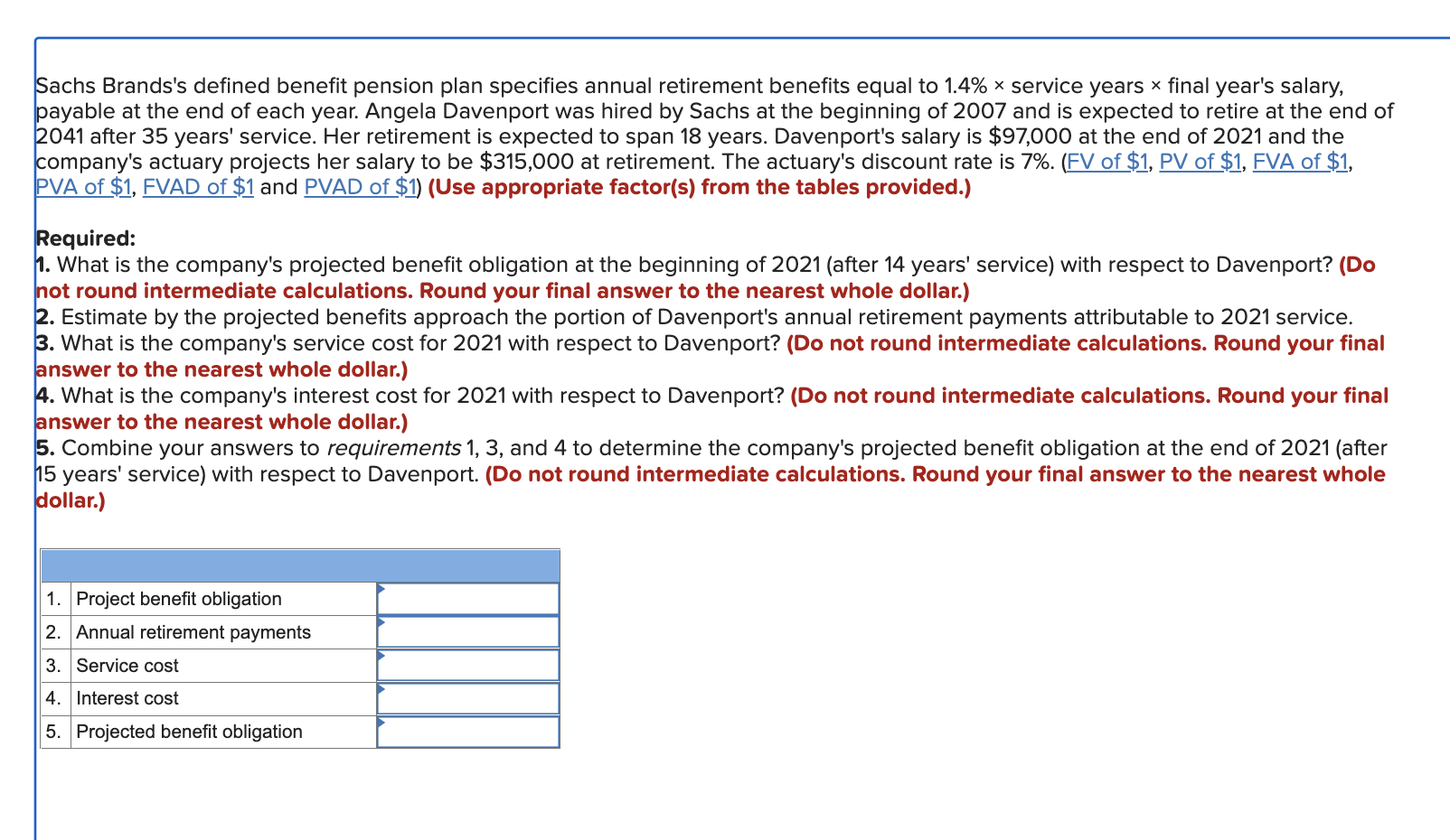 Solved Sachs Brands's defined benefit pension plan specifies | Chegg.com