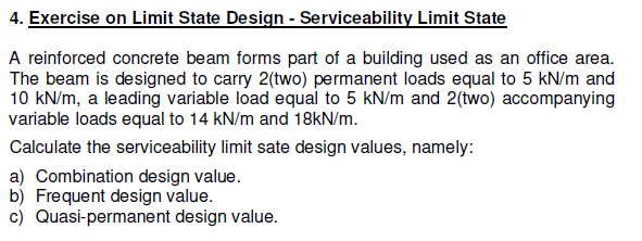 Solved 4. ﻿Exercise on Limit State Design - ﻿Serviceability | Chegg.com