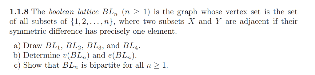 1.1.8 The boolean lattice BLn (n 2 1) is the graph | Chegg.com
