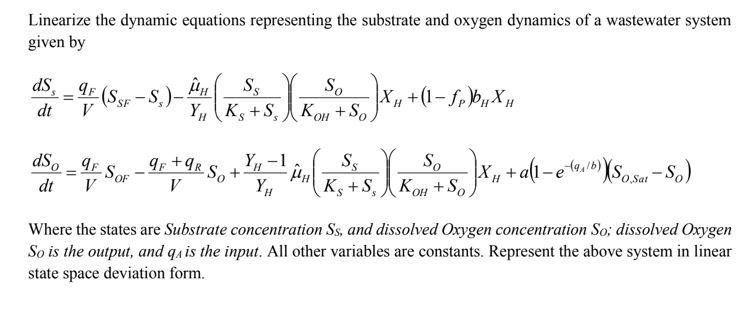 Linearize the dynamic equations representing the | Chegg.com