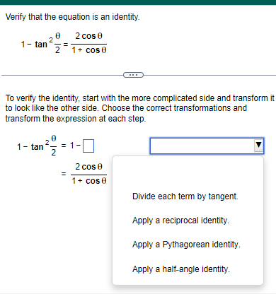 Solved Verify that the equation is an identity. | Chegg.com