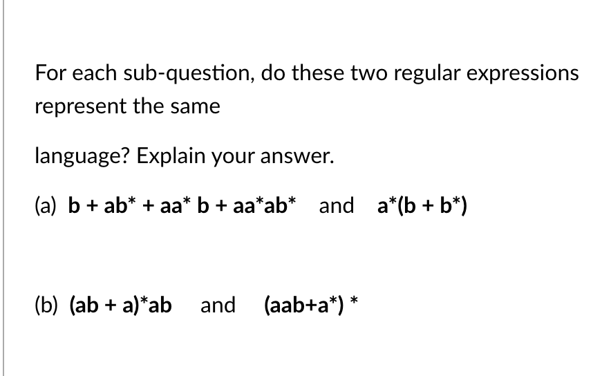 Solved For each sub-question, do these two regular | Chegg.com