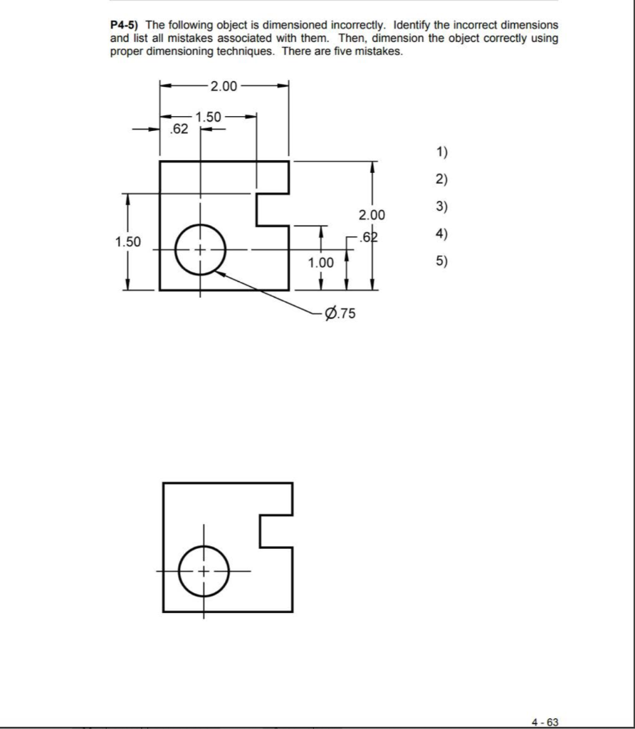 Solved P4-5) The following object is dimensioned | Chegg.com