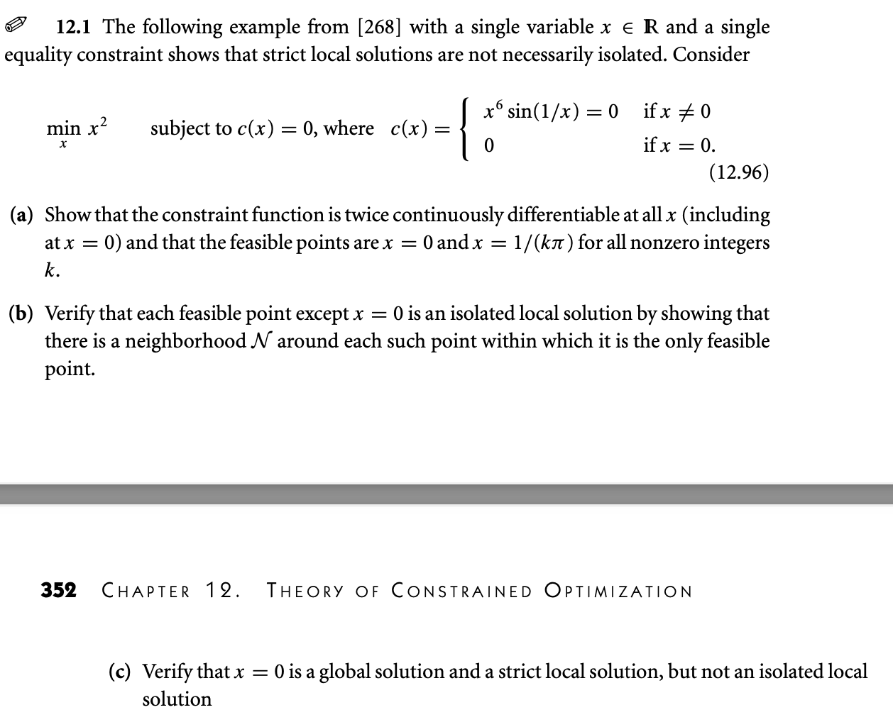 Solved 12.1 The following example from [268] with a single | Chegg.com
