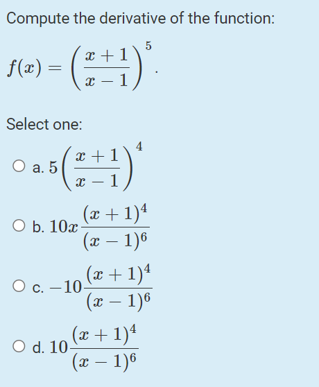 Solved Compute the derivative of the function: | Chegg.com