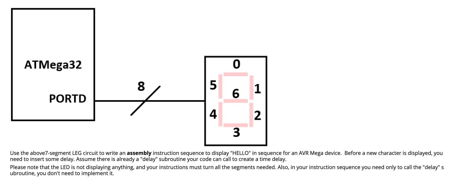 ATMega32 PORTD Use the above 7-segment LEG circuit to | Chegg.com