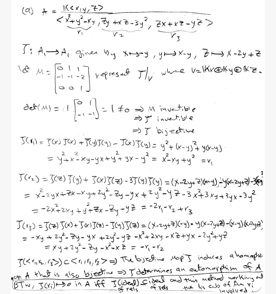 Solved For each of the following algebras and linear maps | Chegg.com