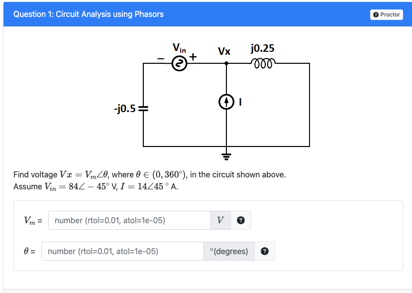Solved Question 1: Circuit Analysis using Phasors Find | Chegg.com