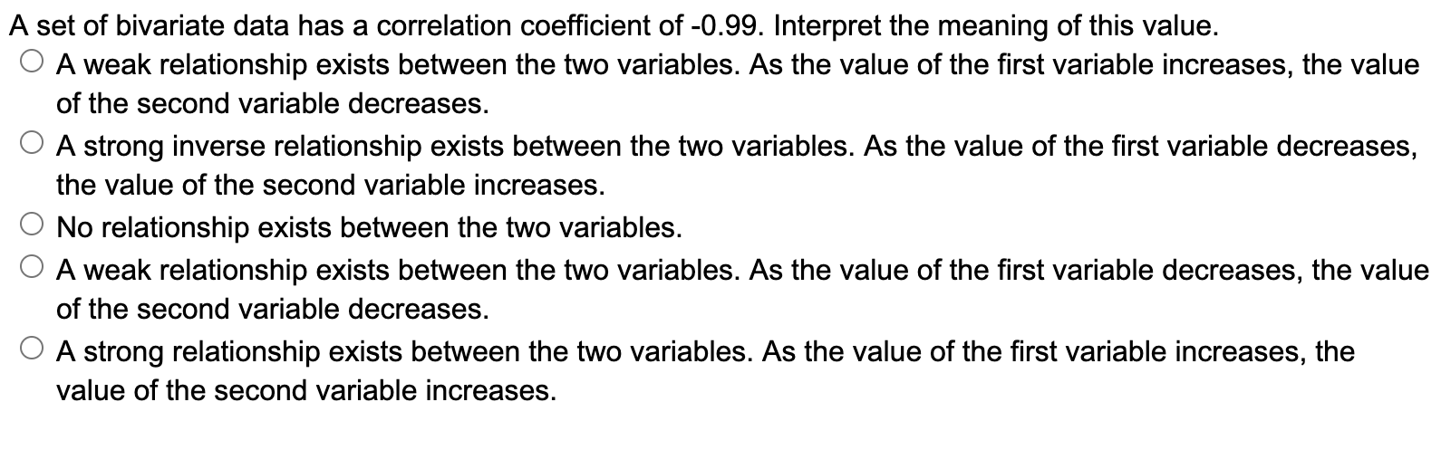 Solved A set of bivariate data has a correlation coefficient | Chegg.com