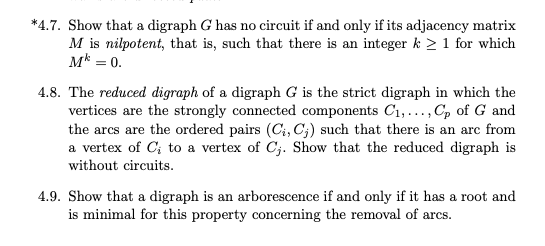 *4.7. Show that a digraph G has no circuit if and | Chegg.com