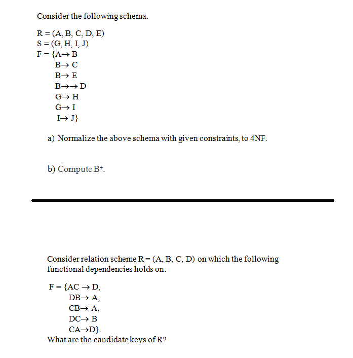 Solved Consider the following schema. R = (A, B, C, D, E) | Chegg.com