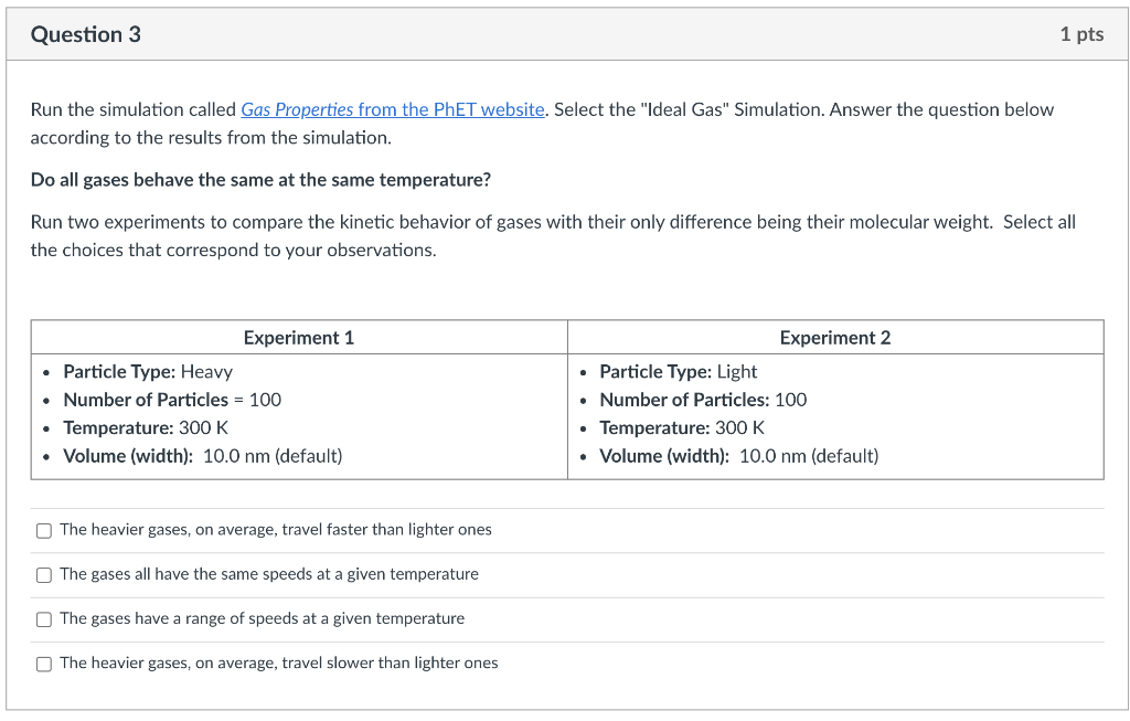 Solved Question 3 1 pts Run the simulation called Gas | Chegg.com
