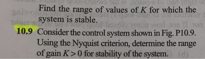 Solved Find the range of values of K for which the system is | Chegg.com