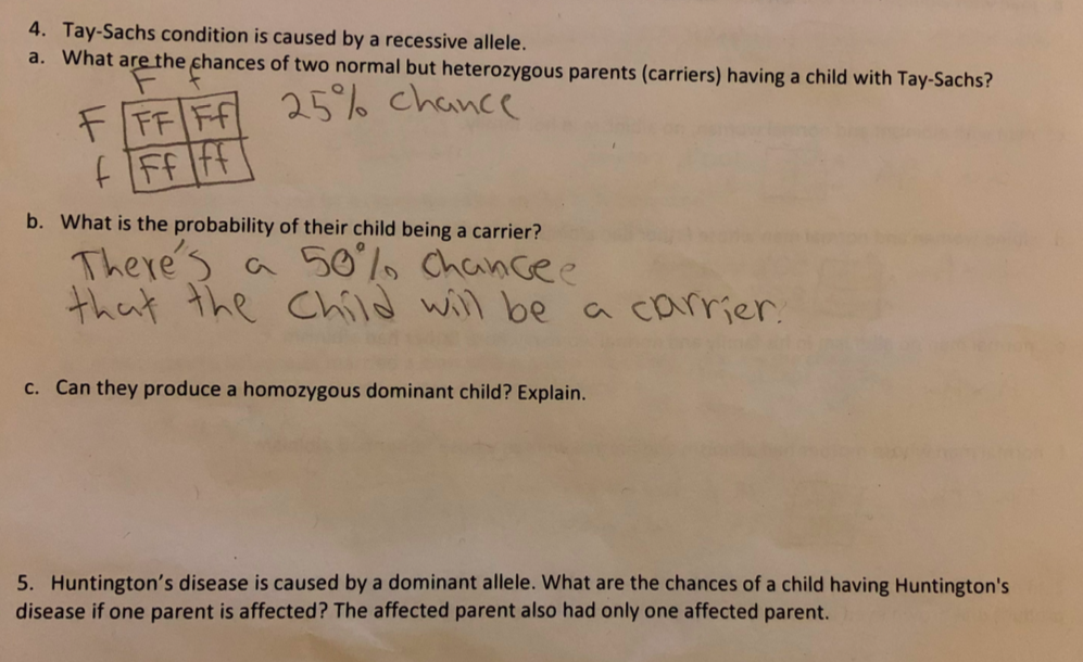 Solved 10. What proportion of human offspring receive a. an | Chegg.com