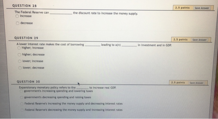 Solved The Federal Reserve can _____ the discount rate to | Chegg.com