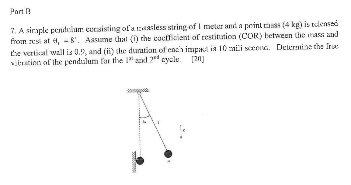 Solved Part B 7. A simple pendulum consisting of a massless | Chegg.com
